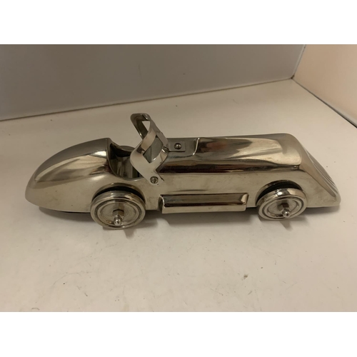 A CHROME RACING CAR