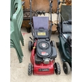 A SANLI PETROL LAWNMOWER WITH GRASS BOX
