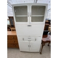 A 1950'S HYGENA WHITE PAINTED KITCHEN CABINET WITH FALL FRONT AND TWO ...