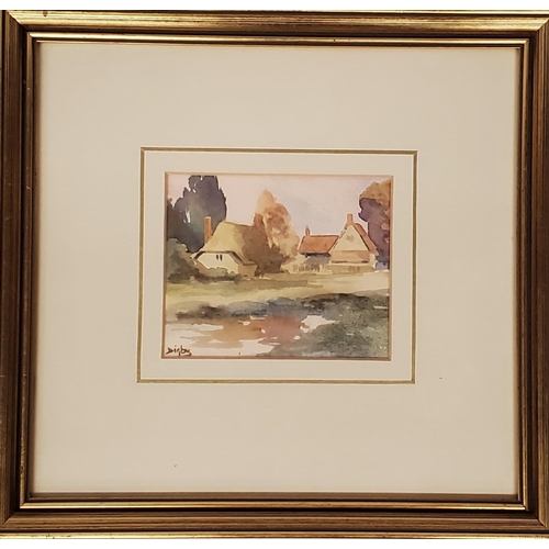 DIGBY (LATE 20TH/EARLY 21ST CENTURY) TWO THATCHED COTTAGES, WATERCOLOUR ...