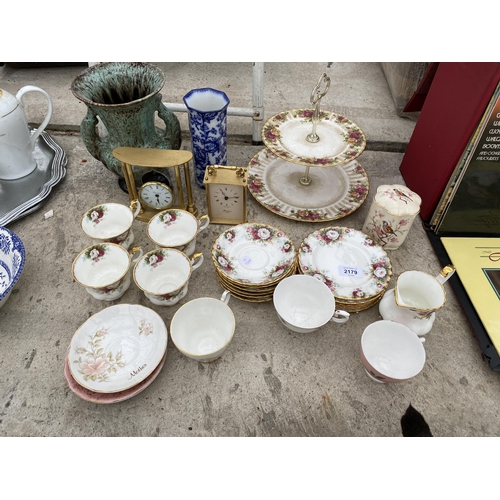 AN ASSORTMENTOF ITEMS TO INCLUDE CLOCKS AND ROYAL ALBERT CERAMICS