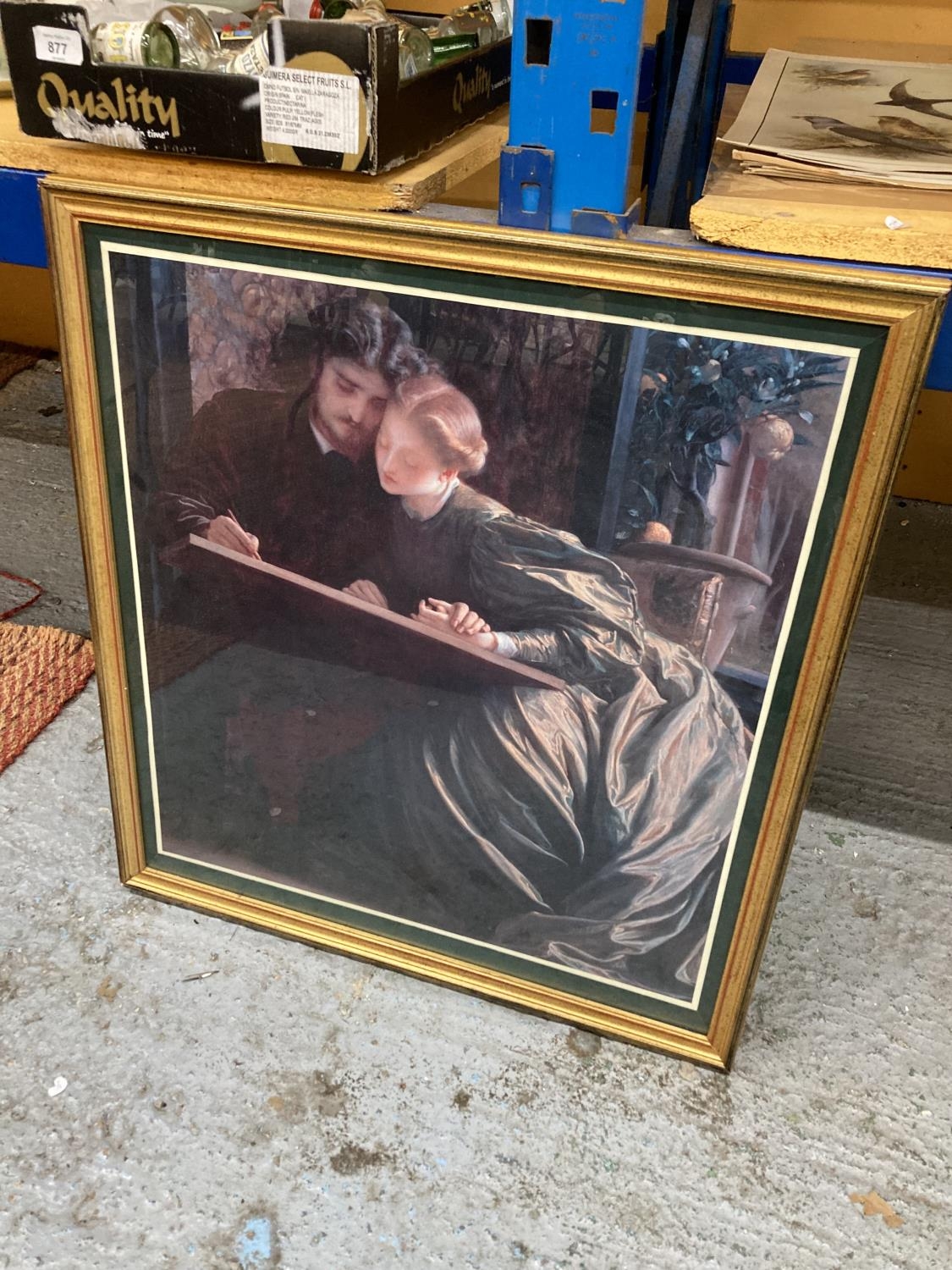 A LARGE PRE-RAPHAELITE PRINT 'THE LOVERS', 68CM X 74CM