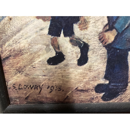 A VINTAGE L.S LOWRY PRINT ON BOARD