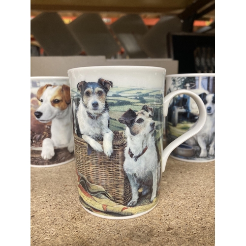 AN AS NEW BOXED SET OF SIX DANBURY MINT PORCELAIN 'JACK RUSSELL' MUGS