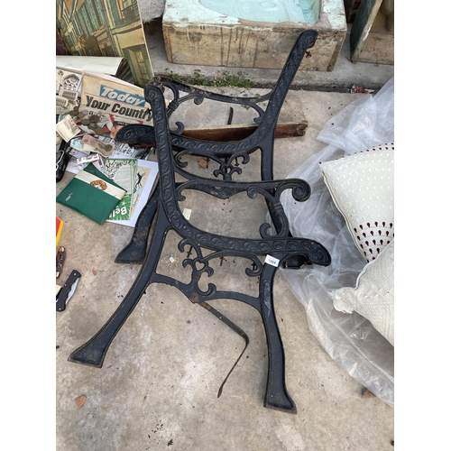 A PAIR OF DECORATIVE CAST BENCH ENDS