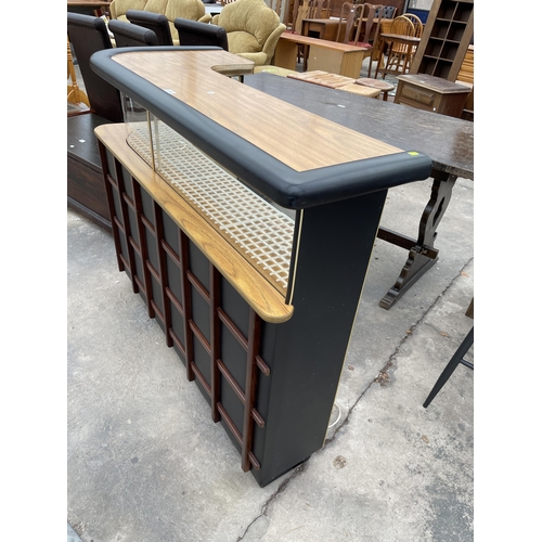 A BARGET BUILT L-SHAPED COCKTAIL BAR, 52" WIDE