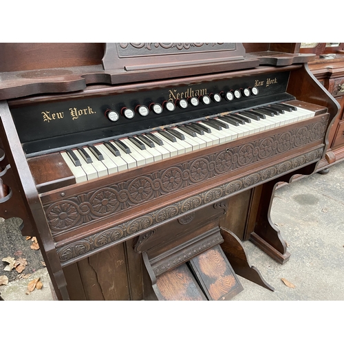 A NEEDHAM OF NEW YORK PEDAL ORGAN WITH MIRROR-BACK