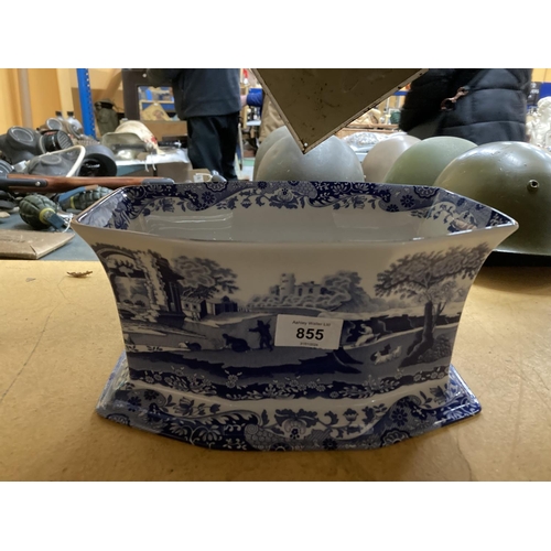 A SPODE 'BLUE ITALIAN' DOUBLE PLANTER, HEIGHT 13CM, WIDTH 26CM