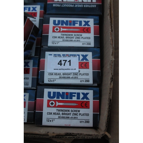 3 BOXES OF UNIFIX SCREWS + VAT