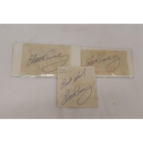 THREE ELVIS PRESLEY AUTOGRAPHS, ONE PURCHASED FROM SONNY WEST, ELVIS ...