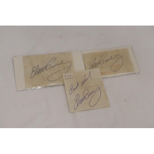 THREE ELVIS PRESLEY AUTOGRAPHS, ONE PURCHASED FROM SONNY WEST, ELVIS ...