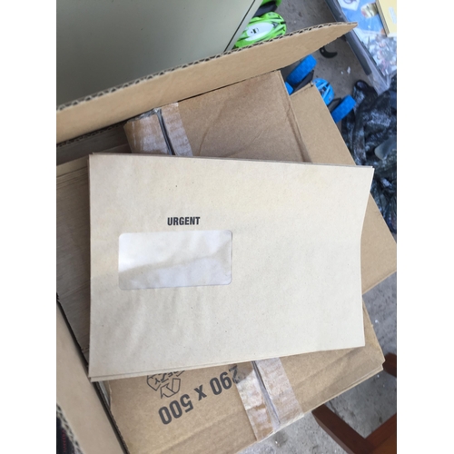 FIVE BOXES OF BROWN ENVELOPES WITH ADDRESS WINDOWS (500 PER BOX)