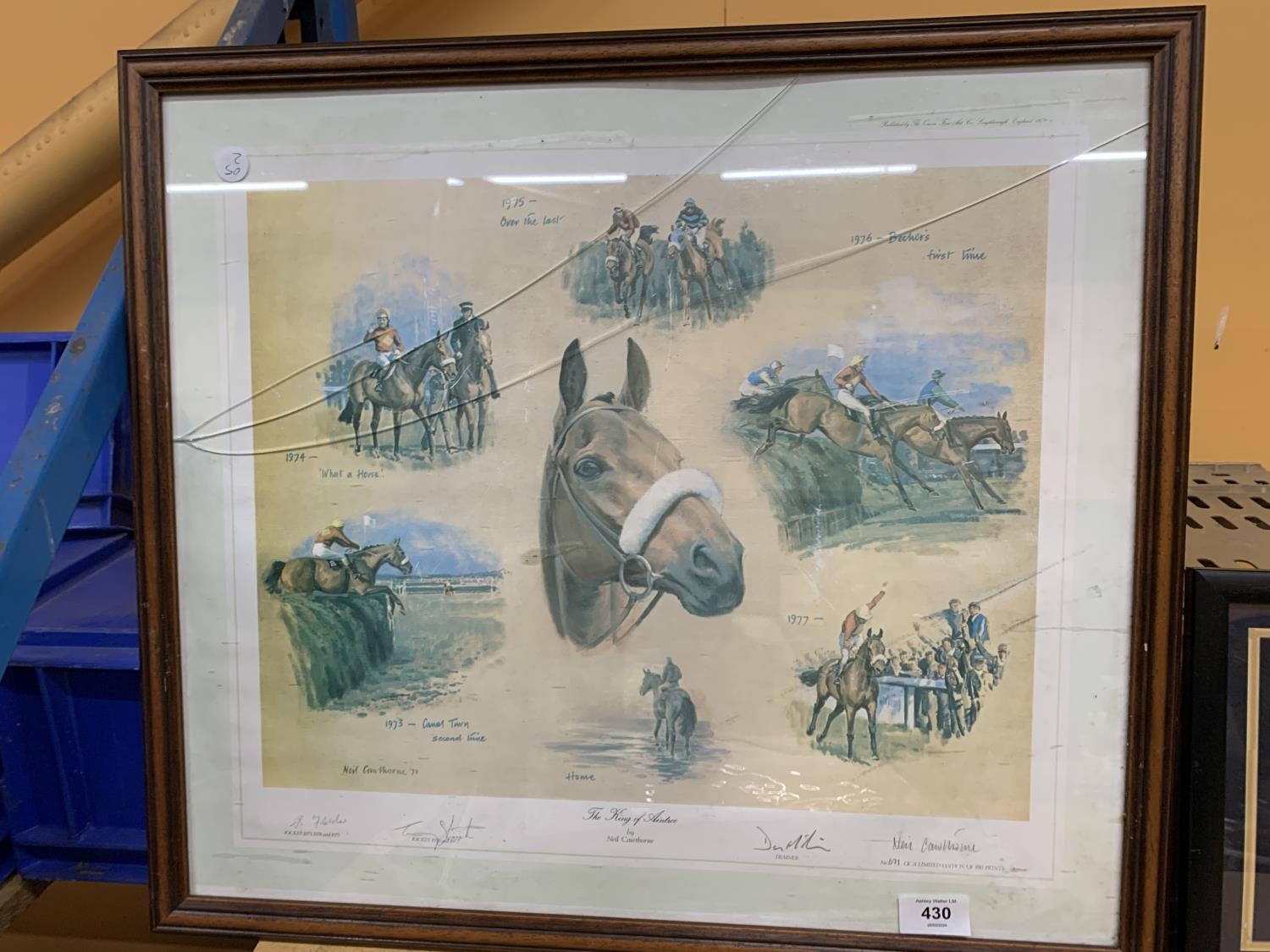 A LIMITED EDITION, 671/850, RED RUM TRIBUTE, SIGNED BY JOCKEYS, BRIAN ...