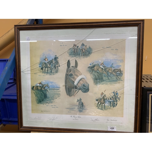 A LIMITED EDITION, 671/850, RED RUM TRIBUTE, SIGNED BY JOCKEYS, BRIAN ...