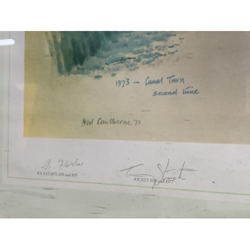 A LIMITED EDITION, 671/850, RED RUM TRIBUTE, SIGNED BY JOCKEYS, BRIAN ...