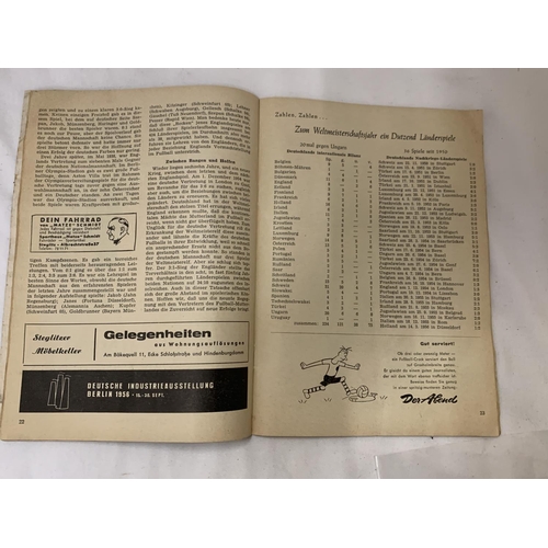 A 1956 GERMANY V ENGLAND PROGRAMME, PLAYED IN GERMANY