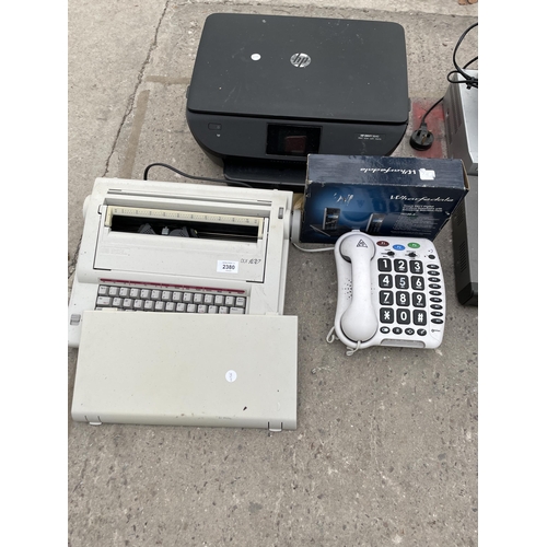 AN ASSORTMENT OF ITEMS TO INCLUDE A HP PRINTER, A TELEPHONE AND A ...