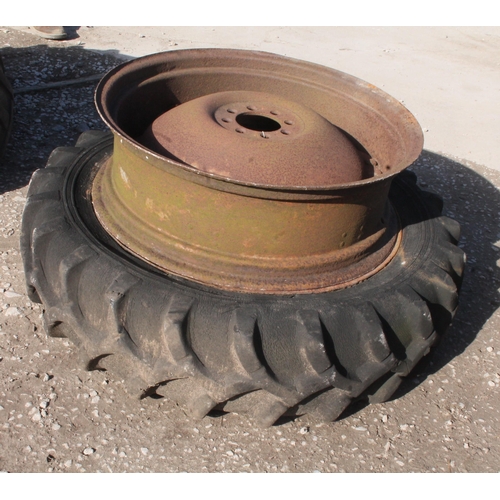 2 WHEELS AND TYRES 12.4/11-28, RIM 10 X 28 NO VAT