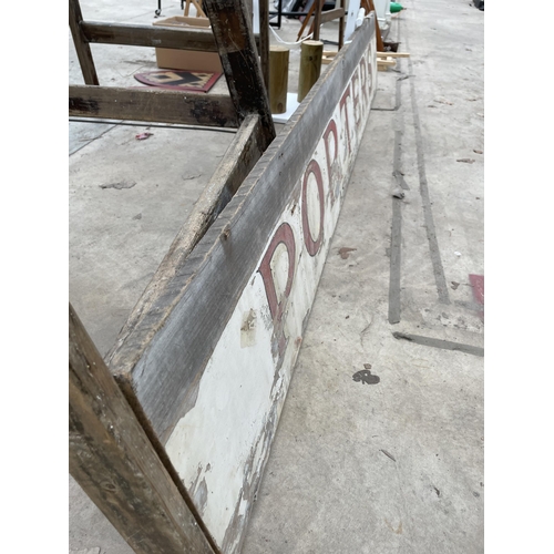 A LARGE VINTAGE WOODEN 'PORTERS' SIGN