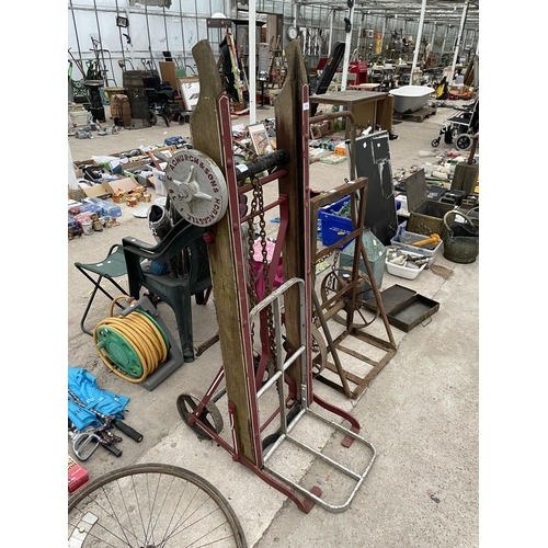 A VINTAGE WAGON LOADING SACK TRUCK