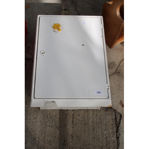 A WHITE PLASTIC ELECTRIC METER BOX