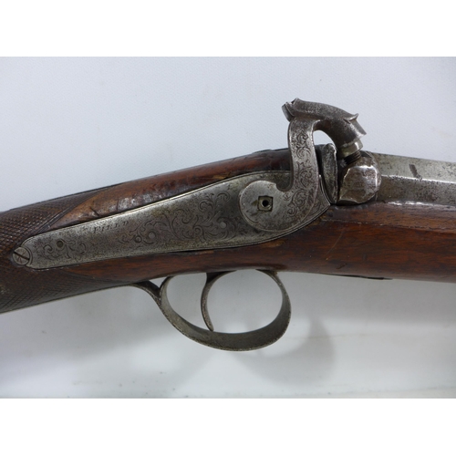 A MID 19TH CENTURY PERCUSSION CAP 10 BORE SHOTGUN, 78CM BARREL, THE ...