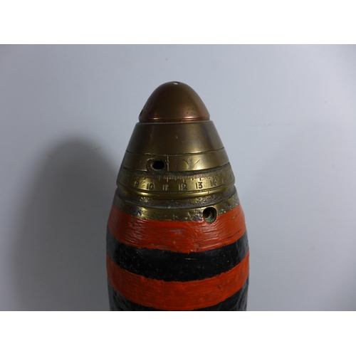 A WORLD WAR I INERT 18LB SHRAPNEL SHELL, HEIGHT 57CM
