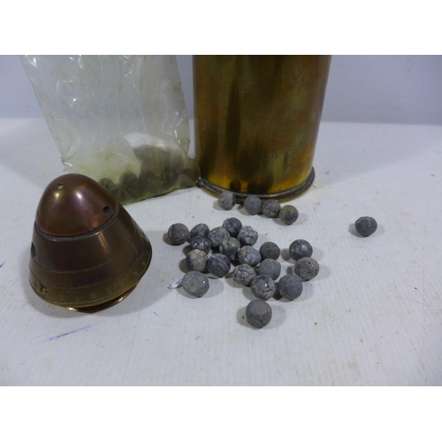 A WORLD WAR I INERT 18LB SHRAPNEL SHELL, HEIGHT 57CM