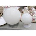 TWO RETRO ROUND GLASS LIGHT FITTINGS