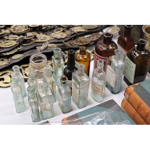 SEVENTEEN VINTAGE MEDICINAL BOTTLES
