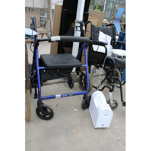 AN ASSORTMENT OF MOBILITY ITEMS TO INCLUDE A WHEEL CHAIR AND A DRIVE ...