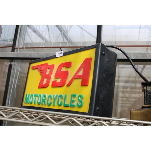 AN ILLUMINATED BSA MOTORCYCLES SIGN