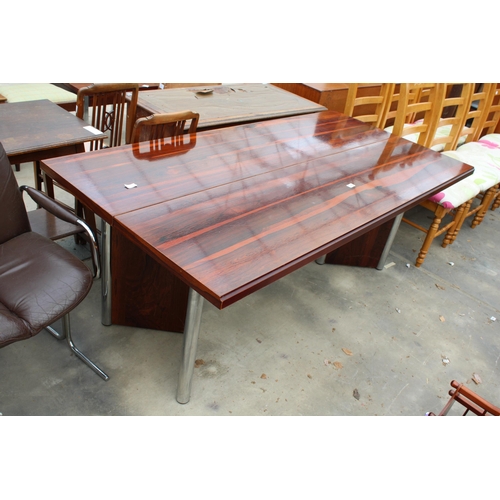A RETRO HARDWOOD CONSOLE/DINING TABLE BY PIEFF WITH HINGED LID WITH ...