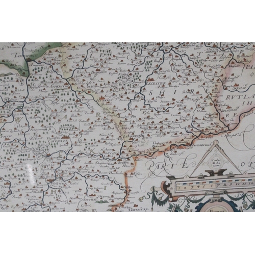 TWO FRAMED PRINTS OF MAPS TO INCLUDE SAXTON'S MAP OF HERTFORDSHIRE ...