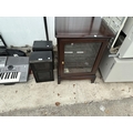 A JVC STEREO SYSTEM WITH CABINET AND A PAIR OF SPEAKERS