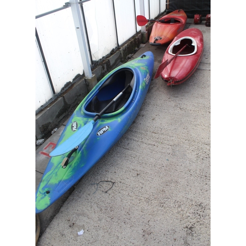 RED CANOE WITH PADDLE, BLUE DAGGER CANOE KAYAK WITH PADDLE, WHIPLASH ...