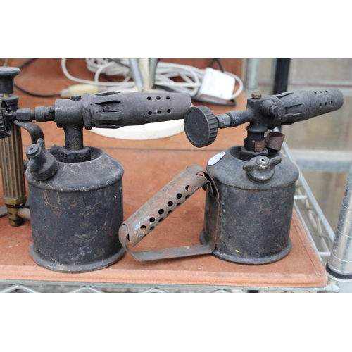 THREE VARIOUS VINTAGE BLOW TORCHES