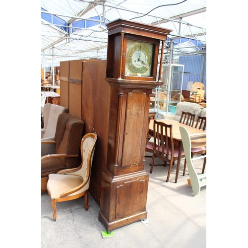 AN 18TH CENTURY OAK LONGCASE CLOCK BY HADWEN OF LIVERPOOL WITH SQUARE ...