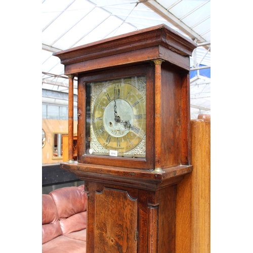AN 18TH CENTURY OAK LONGCASE CLOCK BY HADWEN OF LIVERPOOL WITH SQUARE ...