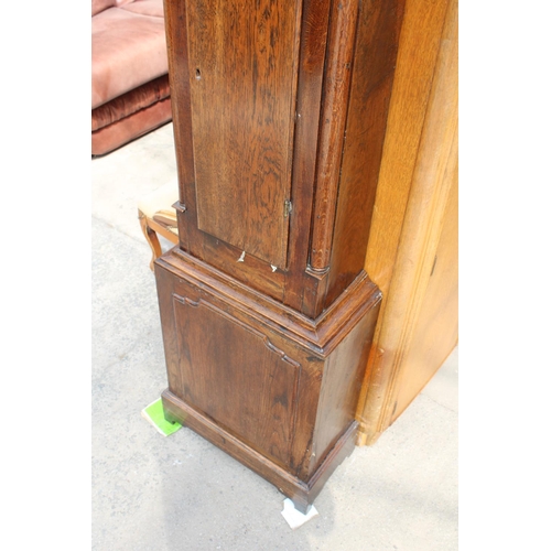 AN 18TH CENTURY OAK LONGCASE CLOCK BY HADWEN OF LIVERPOOL WITH SQUARE ...