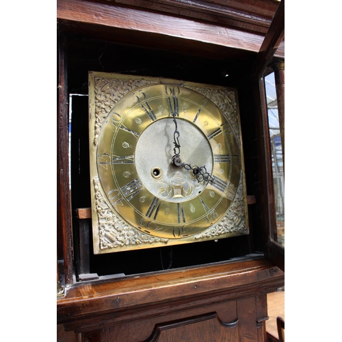 AN 18TH CENTURY OAK LONGCASE CLOCK BY HADWEN OF LIVERPOOL WITH SQUARE ...