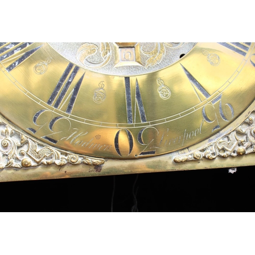 AN 18TH CENTURY OAK LONGCASE CLOCK BY HADWEN OF LIVERPOOL WITH SQUARE ...