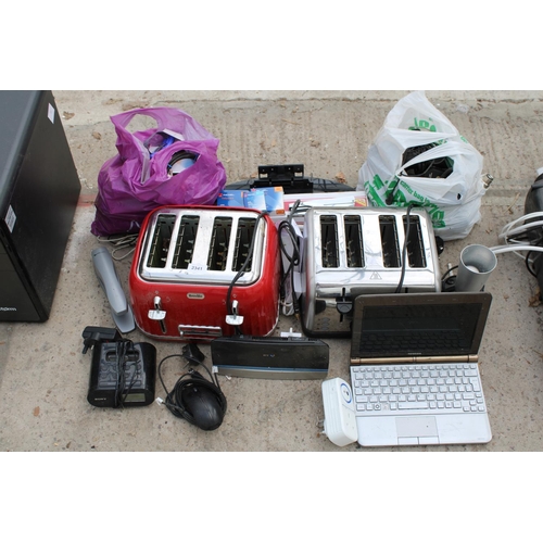 AN ASSORTMENT OF ITEMS TO INCLUDE TOASTERS, A TOSHIBA LAPTOP AND A SONY ...