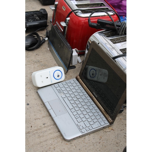 AN ASSORTMENT OF ITEMS TO INCLUDE TOASTERS, A TOSHIBA LAPTOP AND A SONY ...