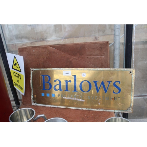 A BRASS 'BARLOWS' SIGN