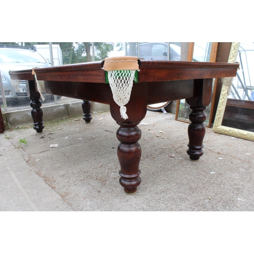 A MODERN HALF SIZE (APPROX) SNOOKER/POOL TABLE WITH SCOREBOARD, TWO ...