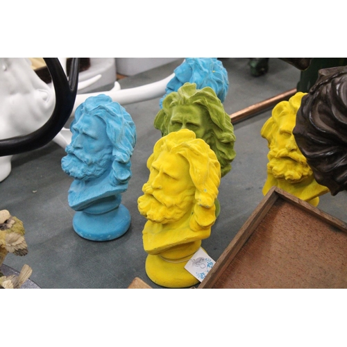 FIVE FLOCK HEAD BUSTS