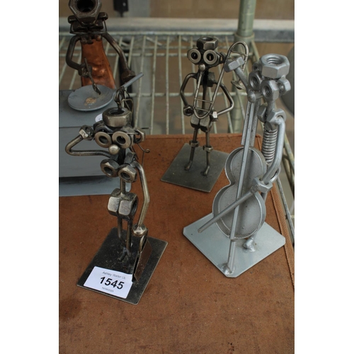 FIVE VARIOUS FIGURES CREATED USING NUTS AND BOLTS TO INCLUDE A CHEF AND ...