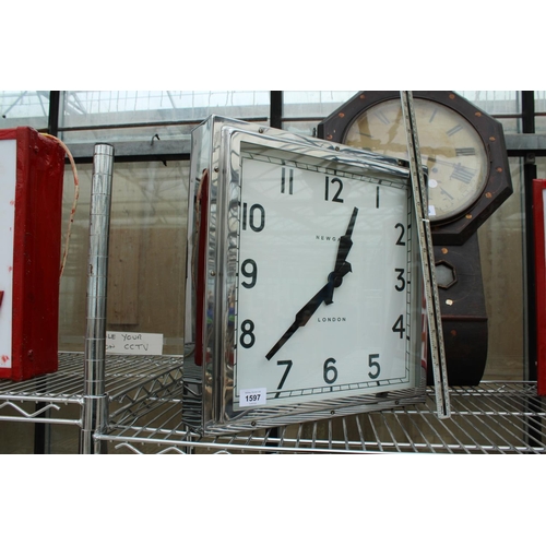 A SQUARE 'NEWGATE LONDON' WALL CLOCK