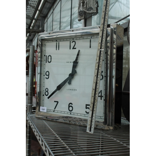 A SQUARE 'NEWGATE LONDON' WALL CLOCK